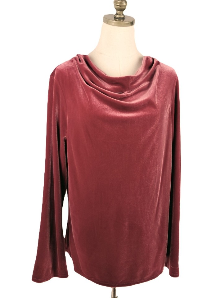 J Jill Cowl Neck Tunic Top Size XL Dark Orange Long Sleeve Stretch | eBay