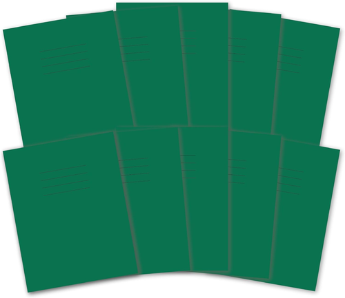 A5 Exercise Books, 48 Pages, Dark Green, Pack of 10 for School, 8 Mm ...