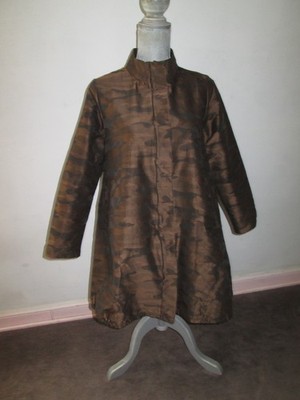 Women's SUN KIM Brown Camo Full-Zip Nylon A-Line Parachute Rain Coat ...