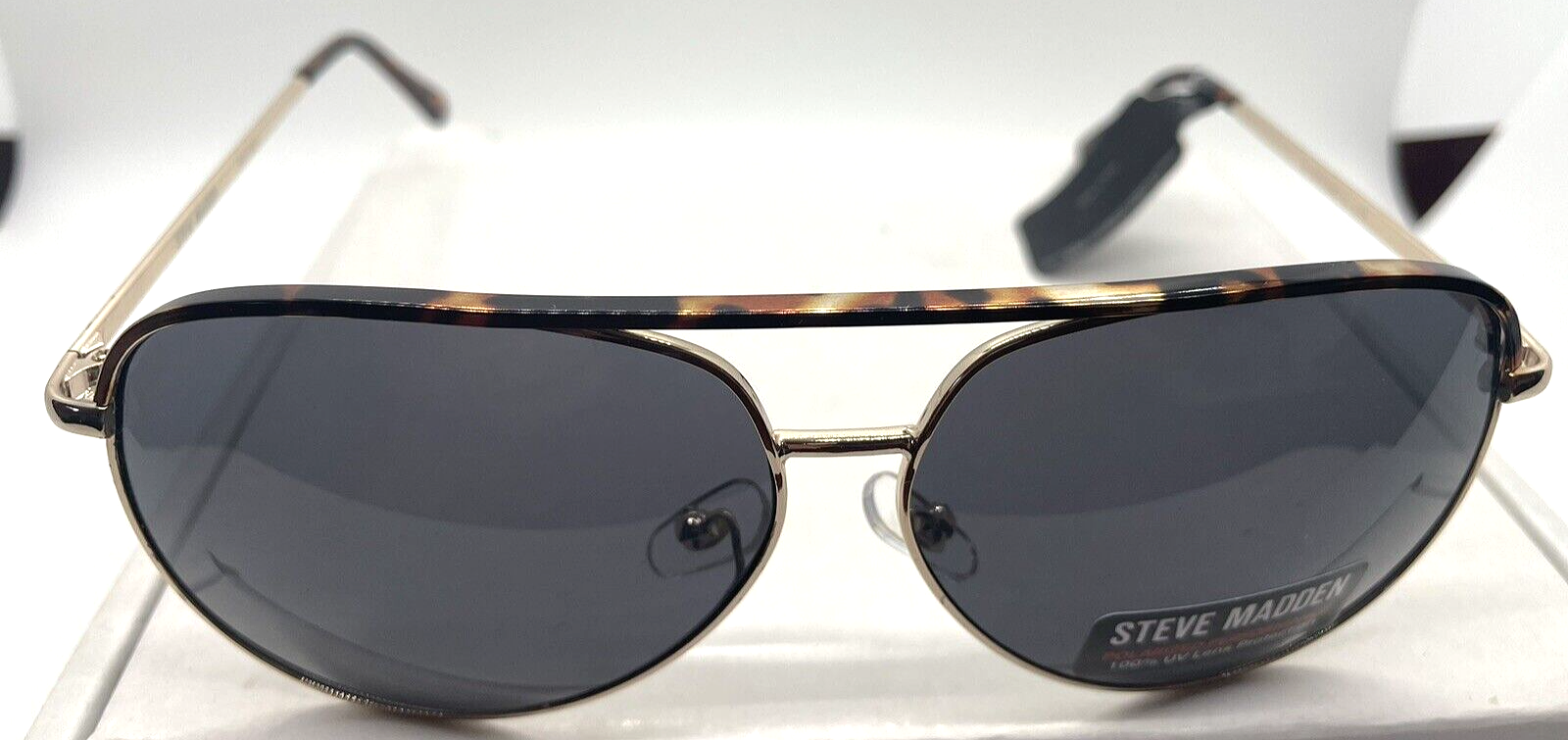 Steve Madden Aviator sunglasses Gold frame Black tint tortoise shell ...