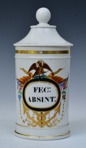French Antique Porcelain Apothecary Jar, "Fec: Absint:", late 19th ...