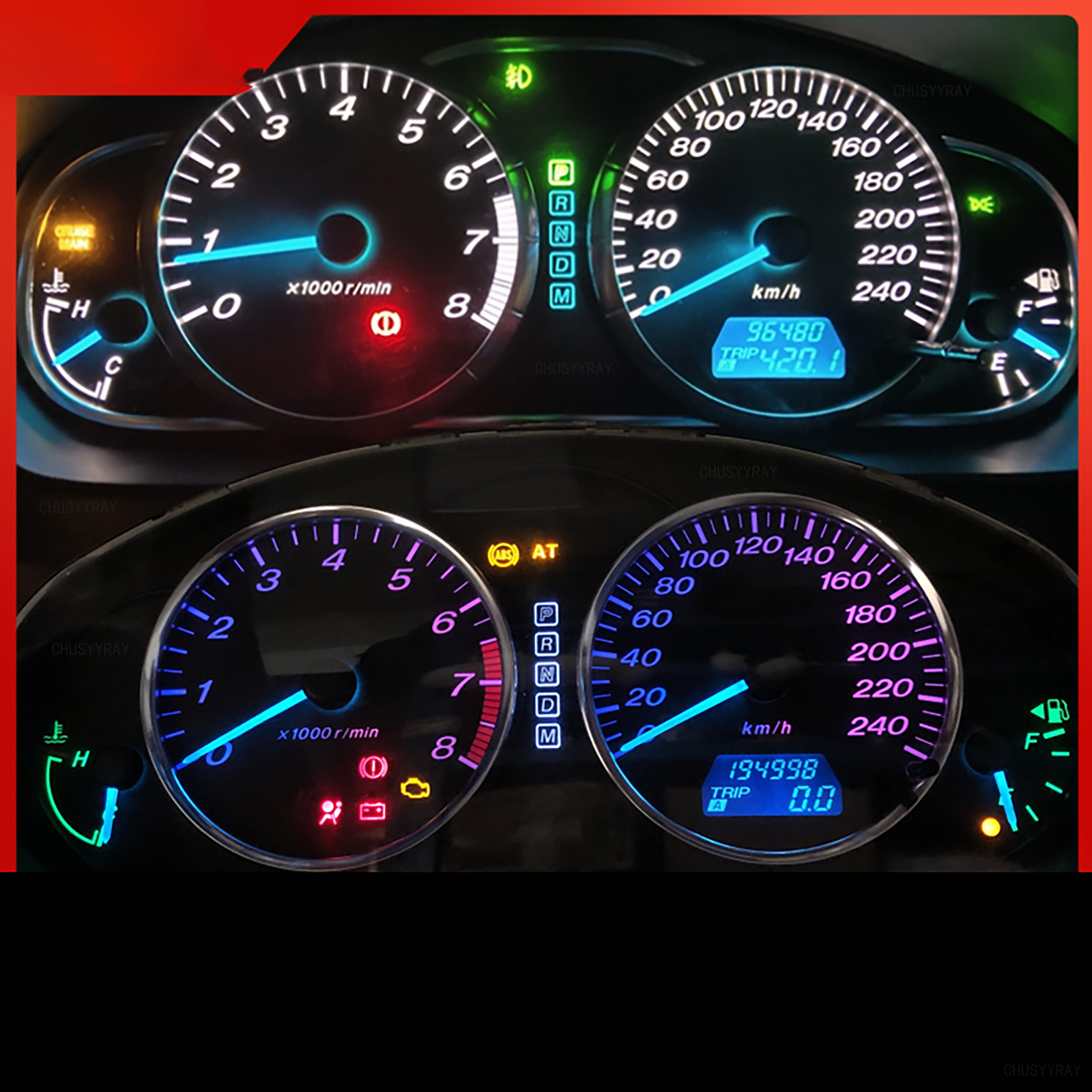 Dash Cluster Gauge RGB LED LIGHT KIT Fits 98-02 Toyota Corolla and ...