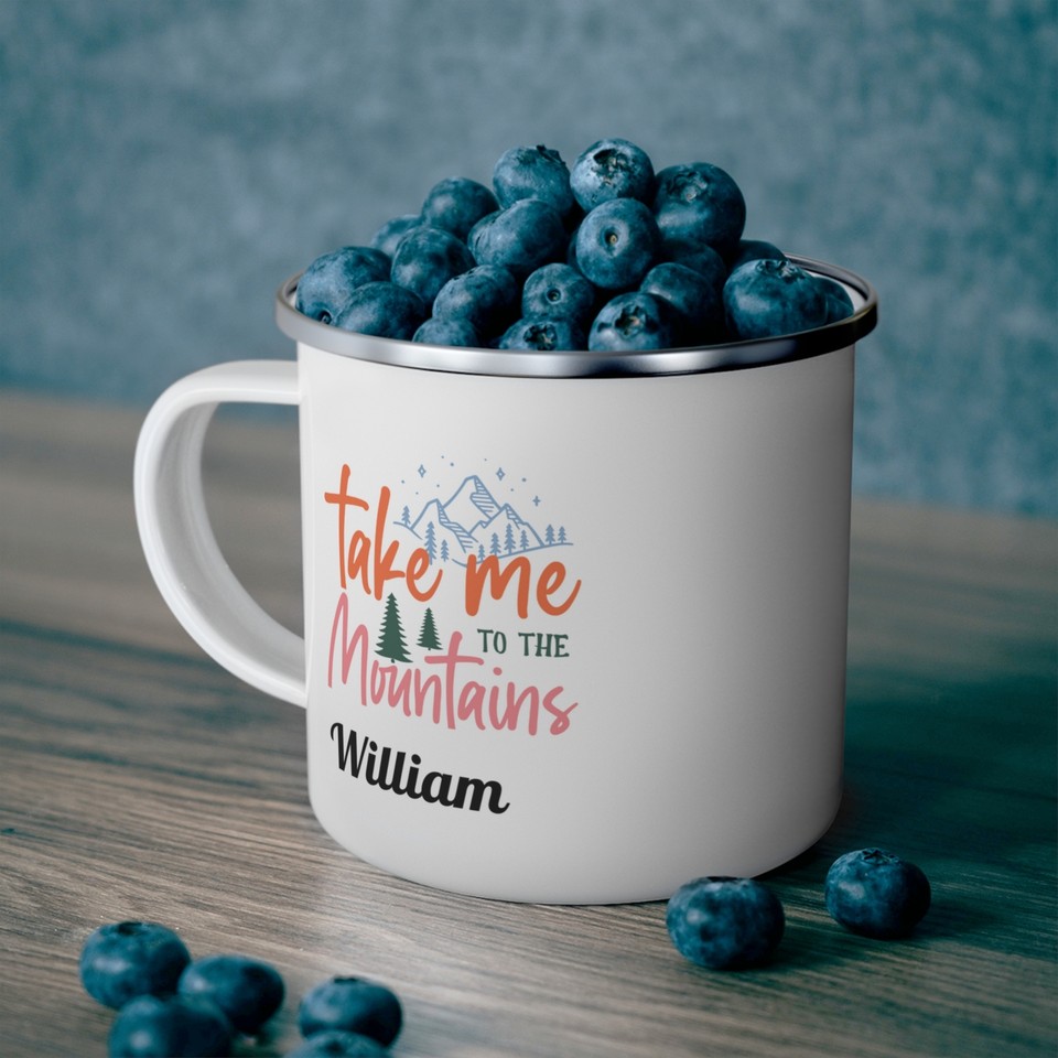 Personalized Camping Enamel Coffee Mug Glamping Mug Mountain Coffee Cup ...