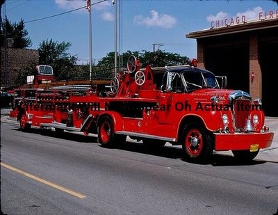 Chicago IL 1966 Mack B Tiller Aerial Fire Truck Photograph Print 8.5x11 ...
