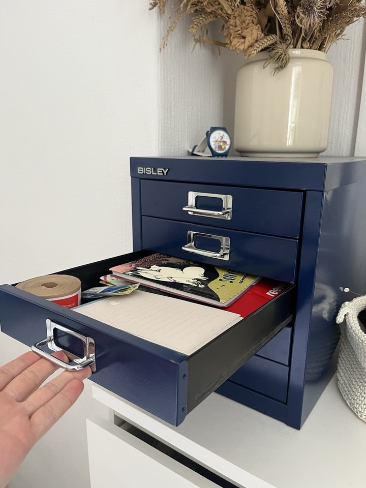 Bisley Vintage Small Filing Cabinet 5 Drawers Blue | eBay UK