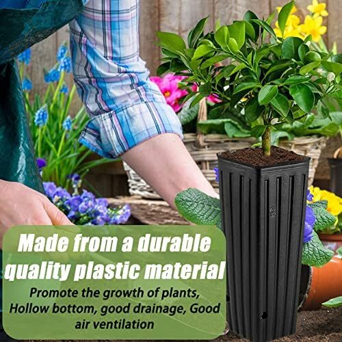 Tall Deep Tree Pot, 50Pcs Plastic Plant Seedling Treepots Flower Black ...