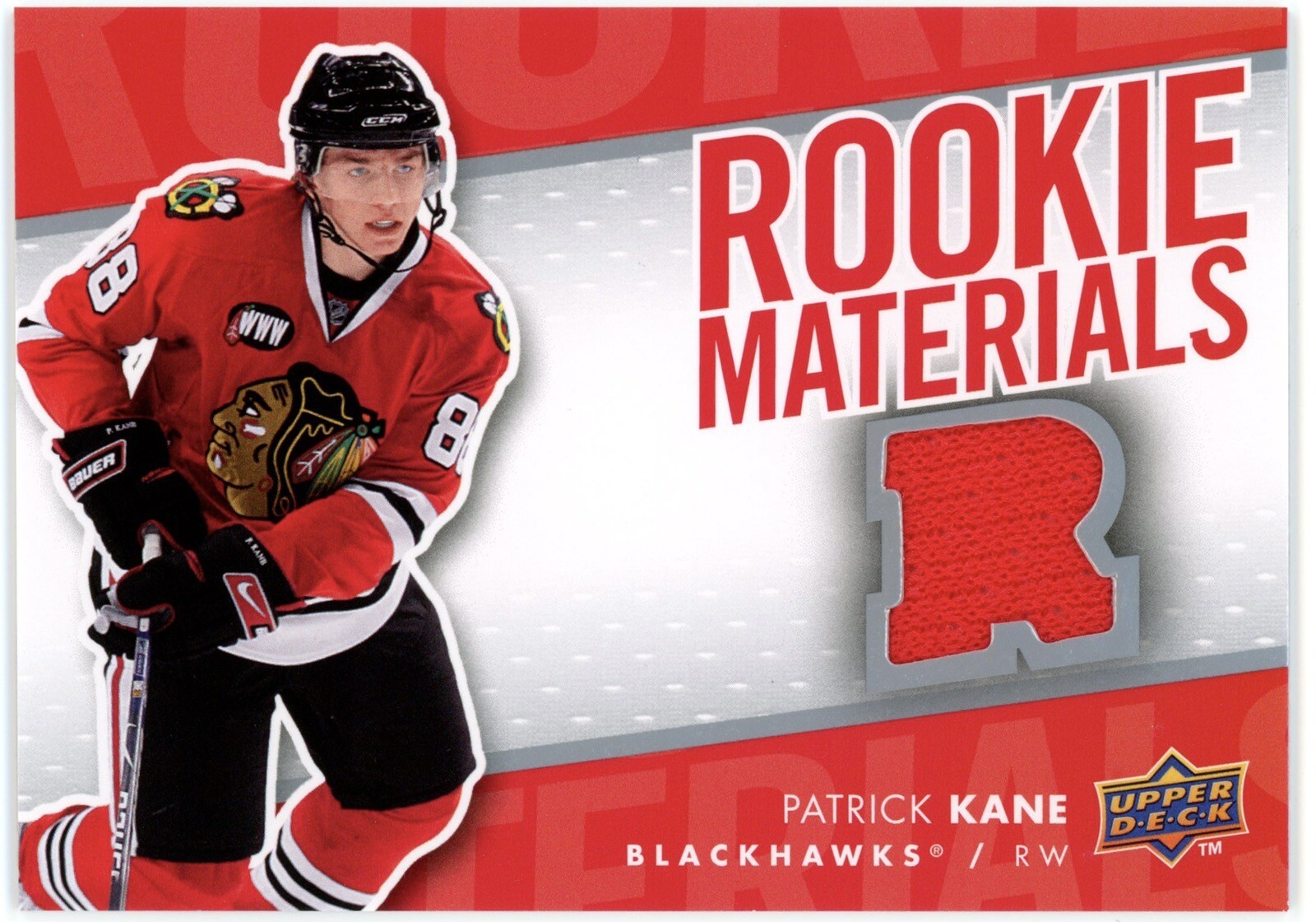 2007-08 Upper Deck Series 2 Patrick Kane Rookie Materials Jersey #RM-PK ...