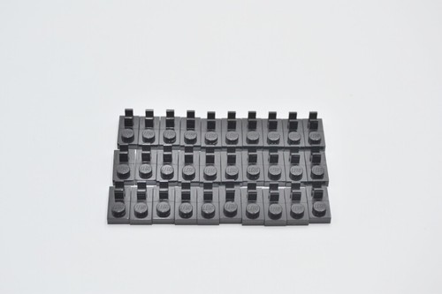LEGO 30 x Platte mit Clip oben schwarz Black Plate Modified 1x2 92280 ...