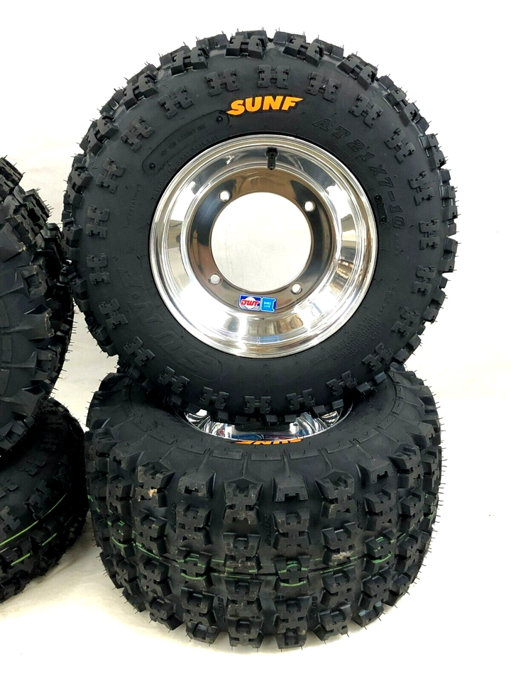 Yamaha Banshee 350 YFZ450 DWT Polished Front Rear Rims Wheels Sunf A027 ...