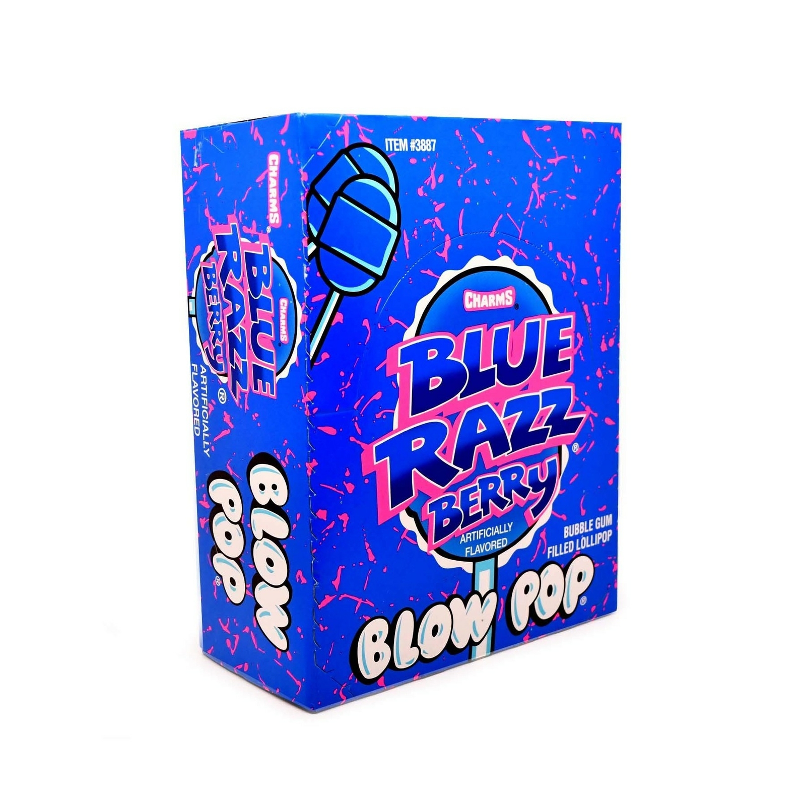 Charms Blow Pops Blue Razz Berry Flavor Sugar Corn Syrup Hard Candy ...