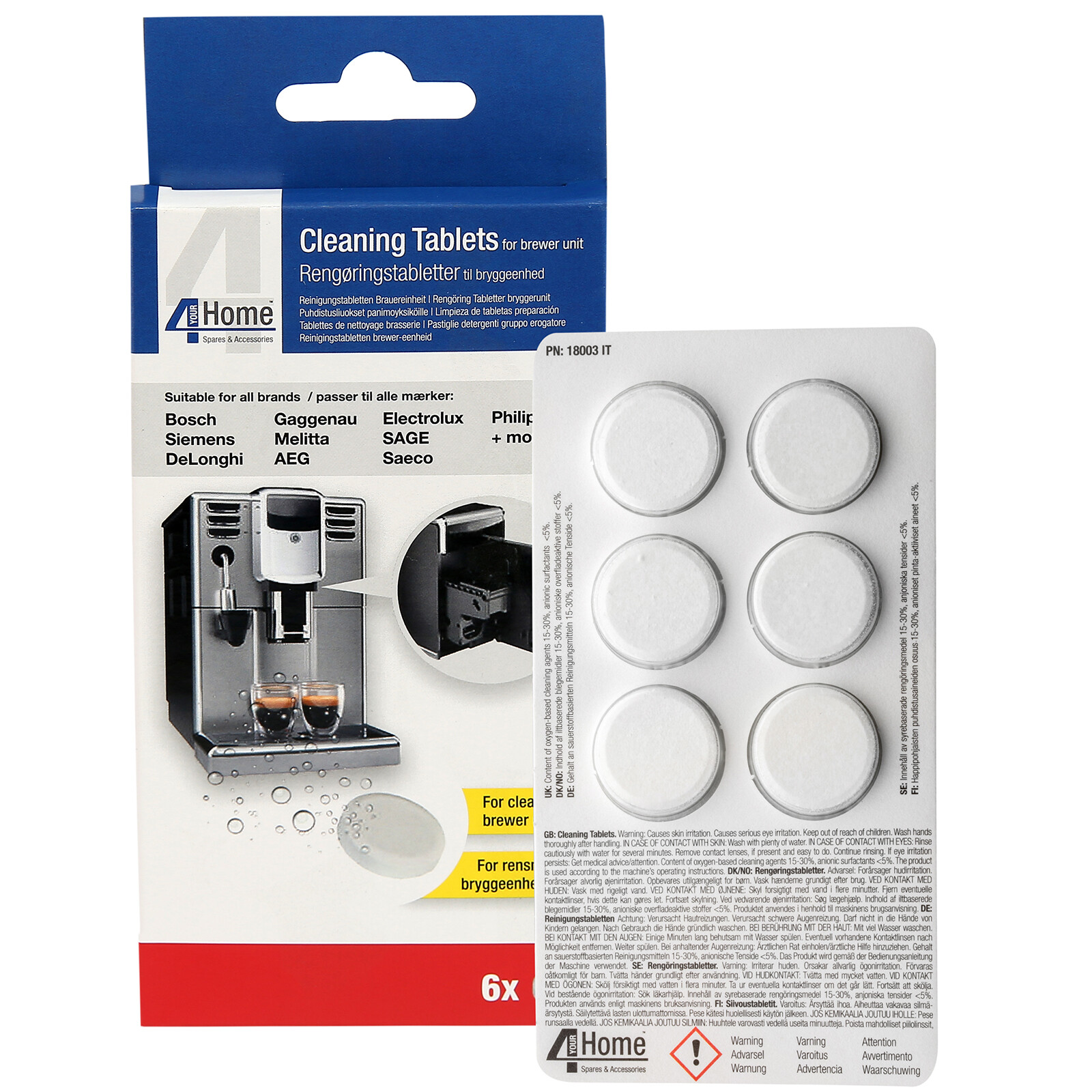 6 x Cleaning Tablets for Electrolux AEG & Delonghi Coffee Maker Brewer ...