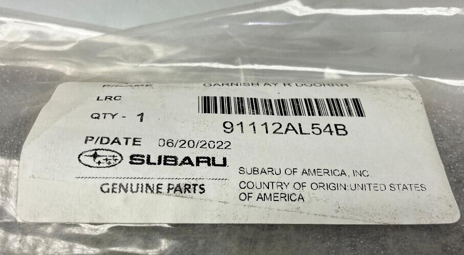 Genuine Subaru Lower Molding 91112AL54B for sale online | eBay