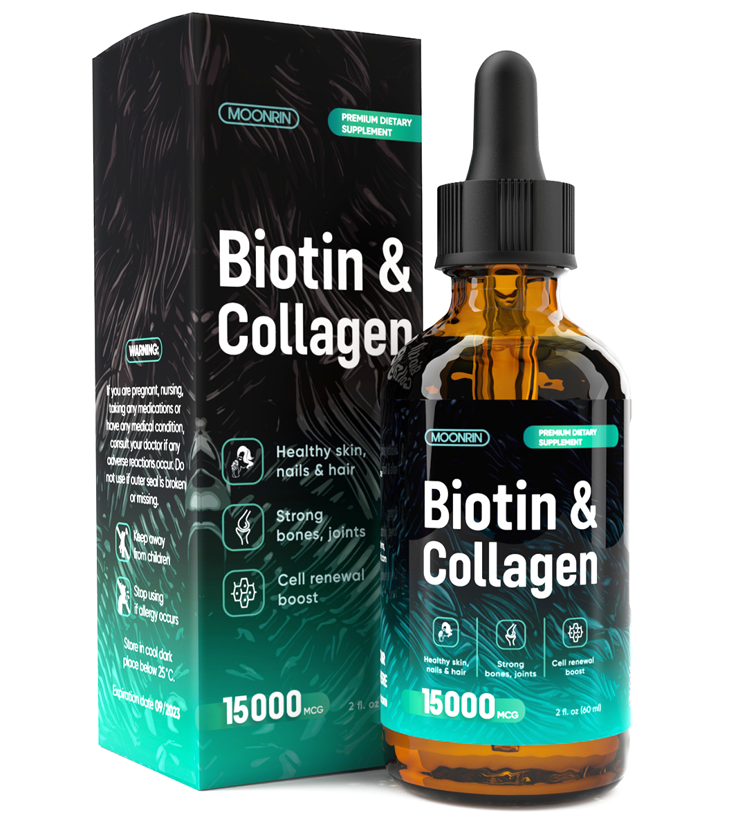 Biotin & Collagen Liquid Drops - Natural Hair, Skin, Nail Vitamins ...