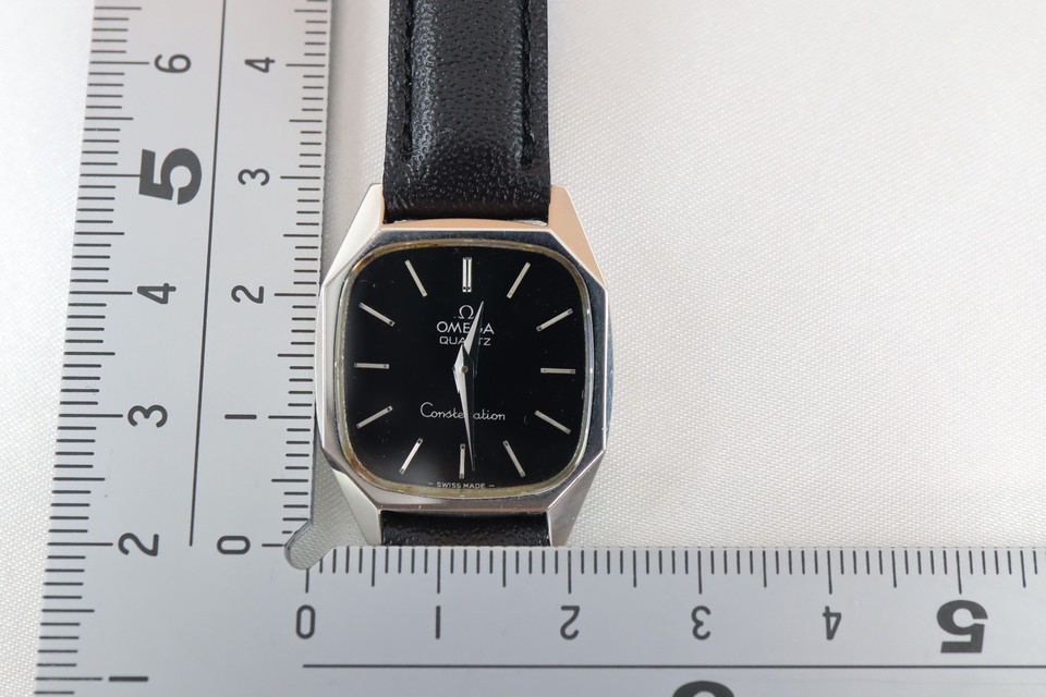 Omega Constellation Ladies Quartz Watch Square Black Dial 23mm Push ...