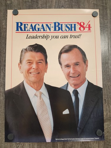 1984 Republican President Ronald Reagan/George Bush Campaign Poster ...
