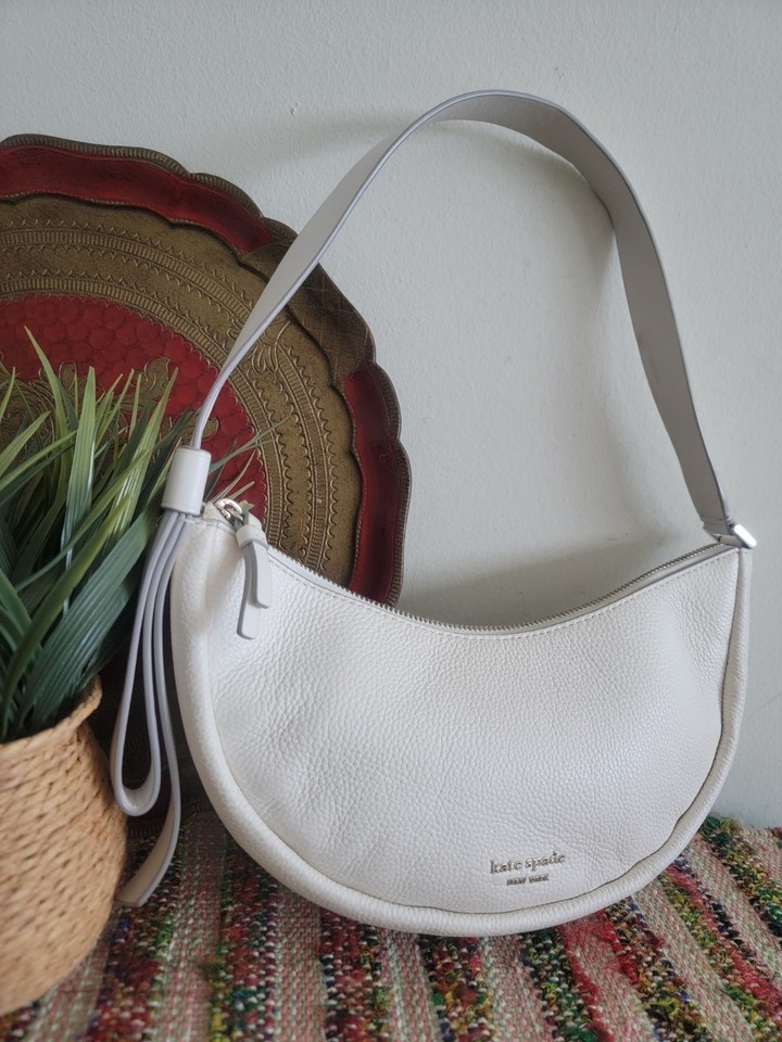 Kate Spade baguette White Leather Shoulder Bag Half Moon Shaped | eBay