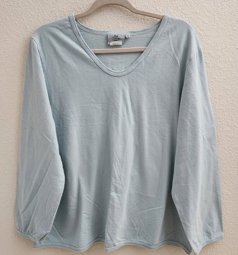Hot Cotton Light Blue V-Neck Casual Long Sleeve Pullover Plus Size Top ...