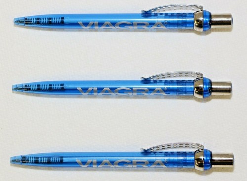 3 New Pharmaceutical Classic Viagra Pens Plastic Translucent Blue and ...