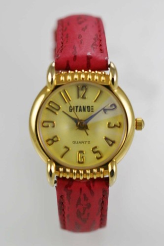 Gitano Watch Womens Stainless Steel Gold Water Resistant Pink Leather ...