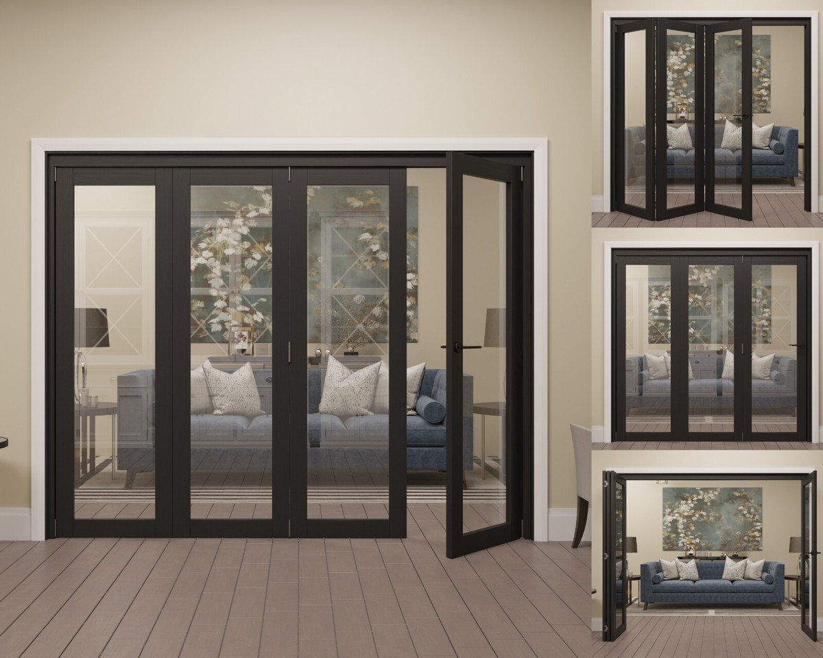 Interior French Bifold Doors Black Heritage 2524mm Folding French