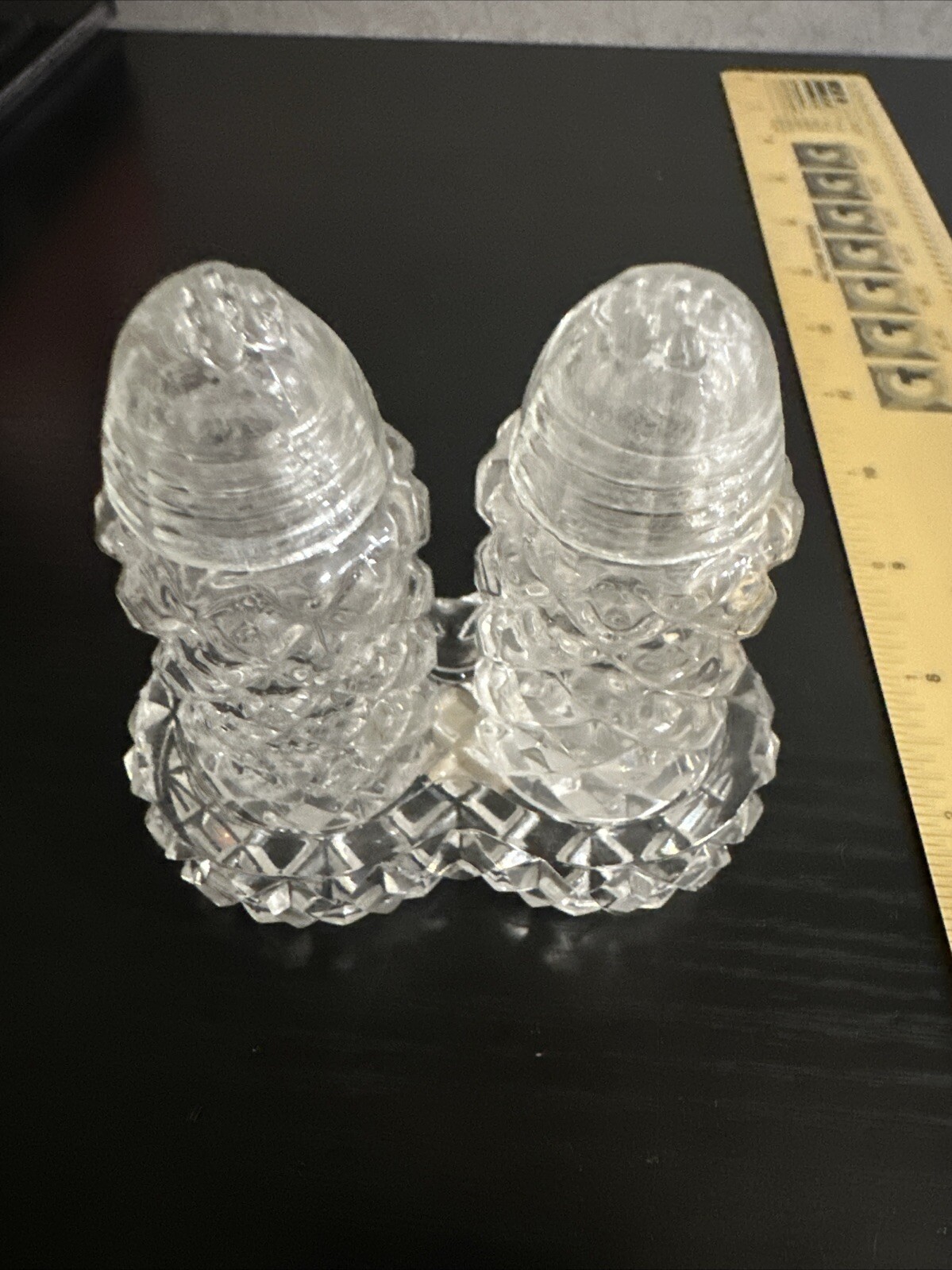 Vintage Bohemia Cut Crystal Salt & Pepper Shakers w/ Tray From ...