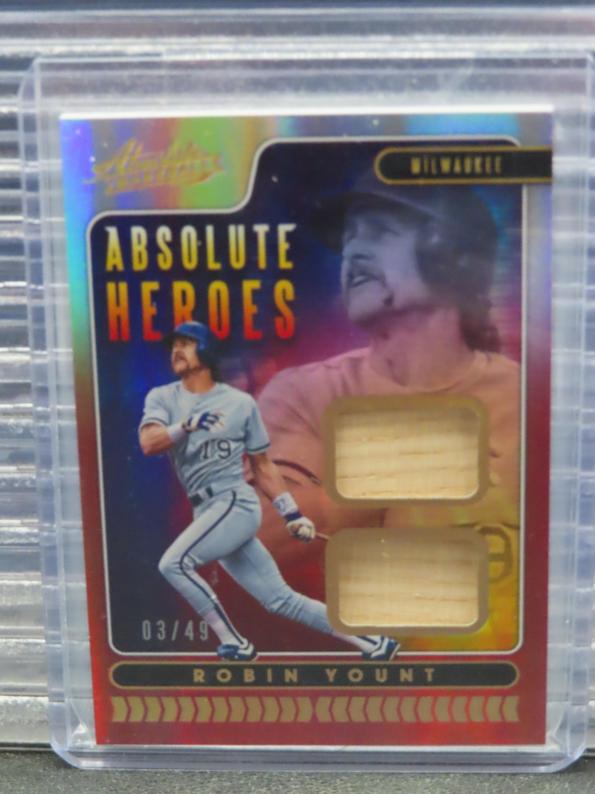 2020 Absolute Robin Yount Red Heroes Dual Game Used Bat #3/49 Brewers ...