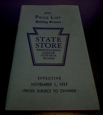 ORIGINAL 1937 - PENNSYLVANIA STATE STORE - PRICE LIST - EXCELLENT | eBay