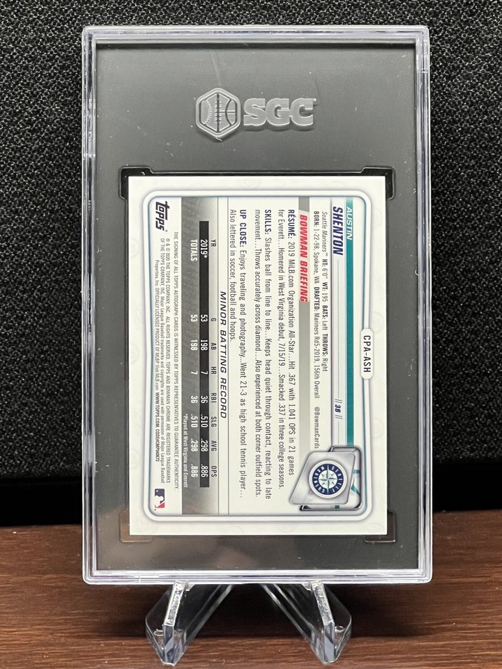 AUSTIN SHENTON 2020 Bowman Chrome 1st Rookie Card RC Auto Tampa Rays ...