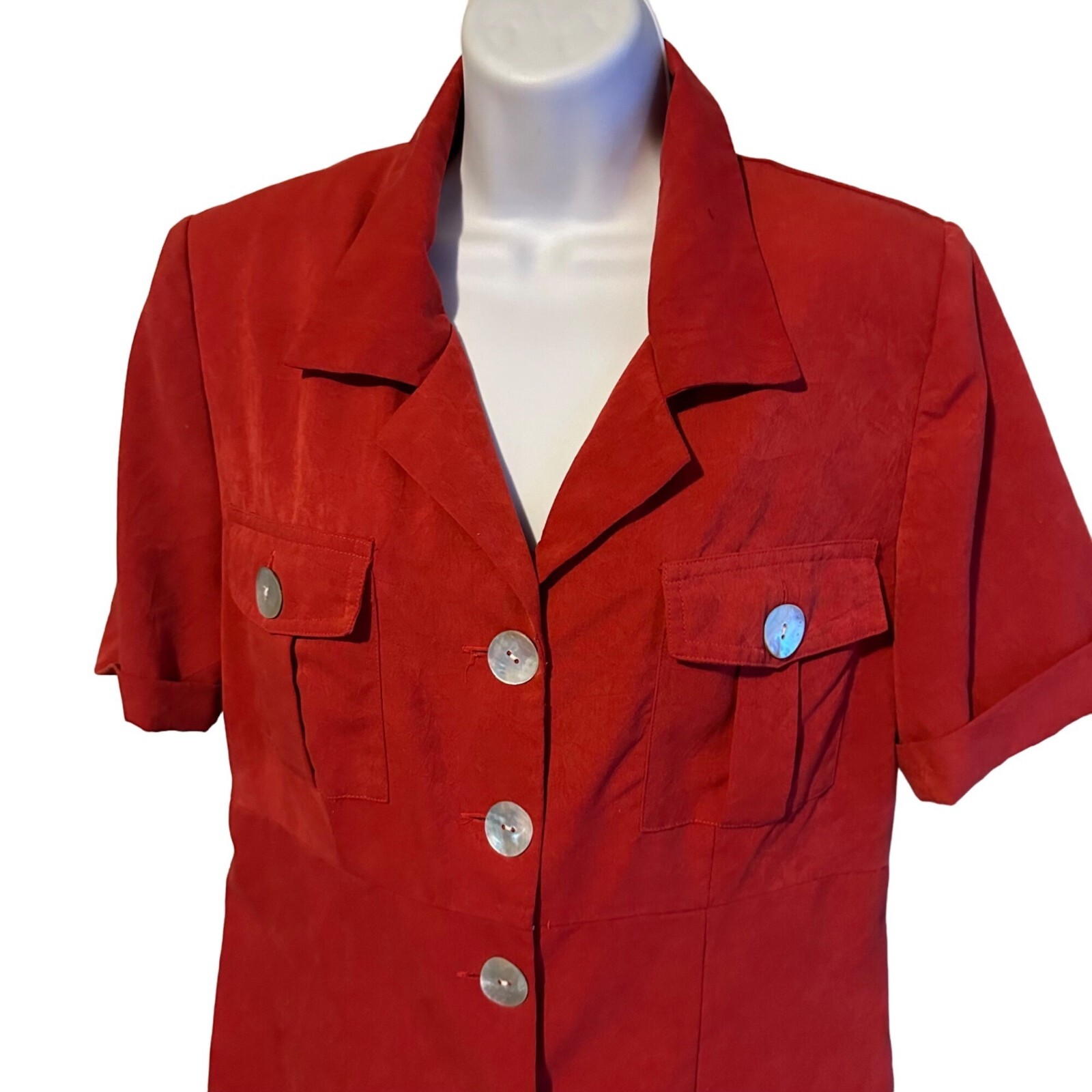 Sunshine Starshine red button up shirt dress size L | eBay