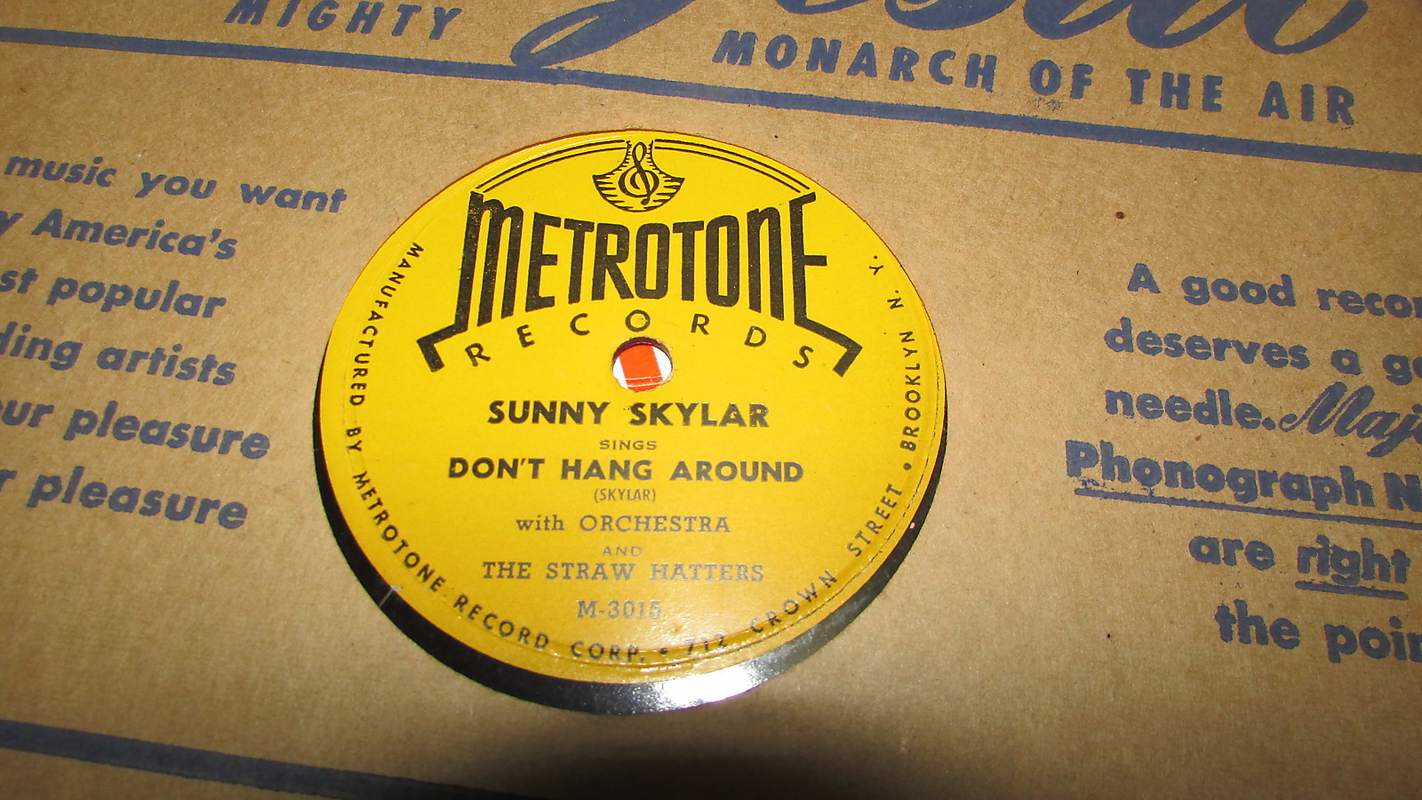 SUNNY SKYLAR METROTONE 78 RPM RECORD 3015 DON'T HANG AROUND / PLEASE ...