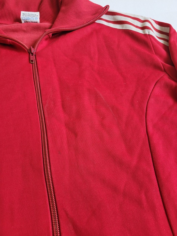 RETRO ADIDAS TRACKSUIT FROM 1980s VINTAGE JACKET SIZE 5 RED JERSEY ...