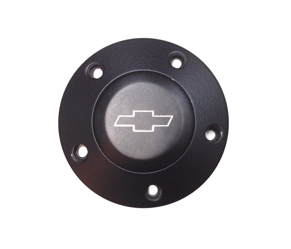 5 Hole Black Chevy Engraved Aluminum Horn Button Grant APC 5 Bolt ...