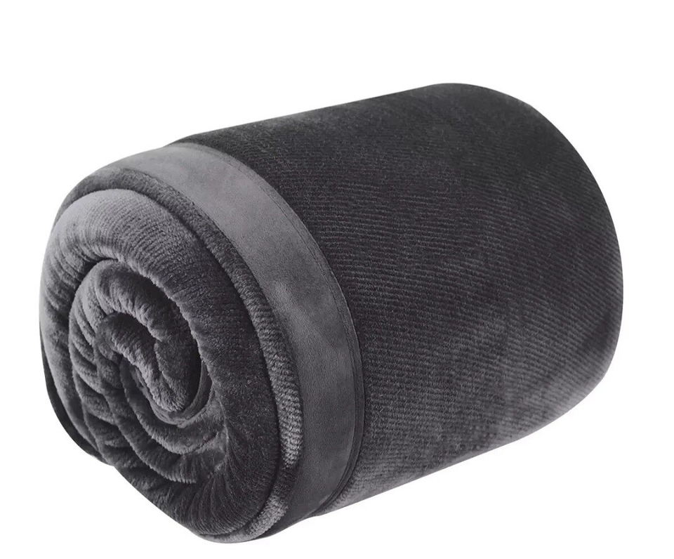 KIRKLAND SIGNATURE QUEEN GREY PLUSH BLANKET THROW OVER 248 X 233 CM 98 ...