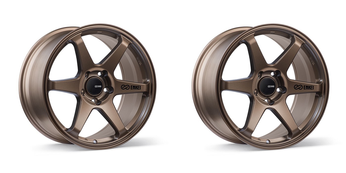 (2X) Enkei T6R Wheels [18x9.5 / 5x100 / ET:45 / CB:72.6] Matte Bronze ...