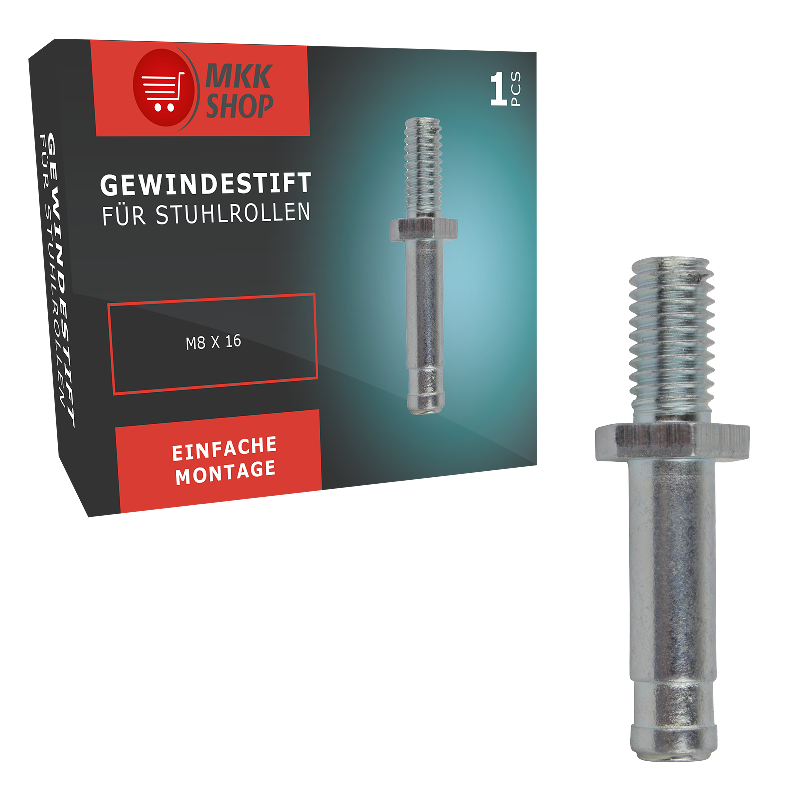 Gewindestift Gewinde Stuhlrolle Stift Bürostuhlgewinde M10 M8 ...