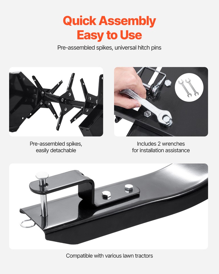 VEVOR 40-Inch Tow Behind Plug Aerator with Universal Hitch Lawn Aerator ...