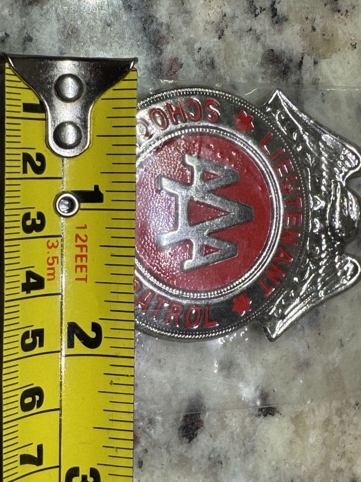 Vintage AAA School Safety Patrol lieutenant Badge with Red Details New ...
