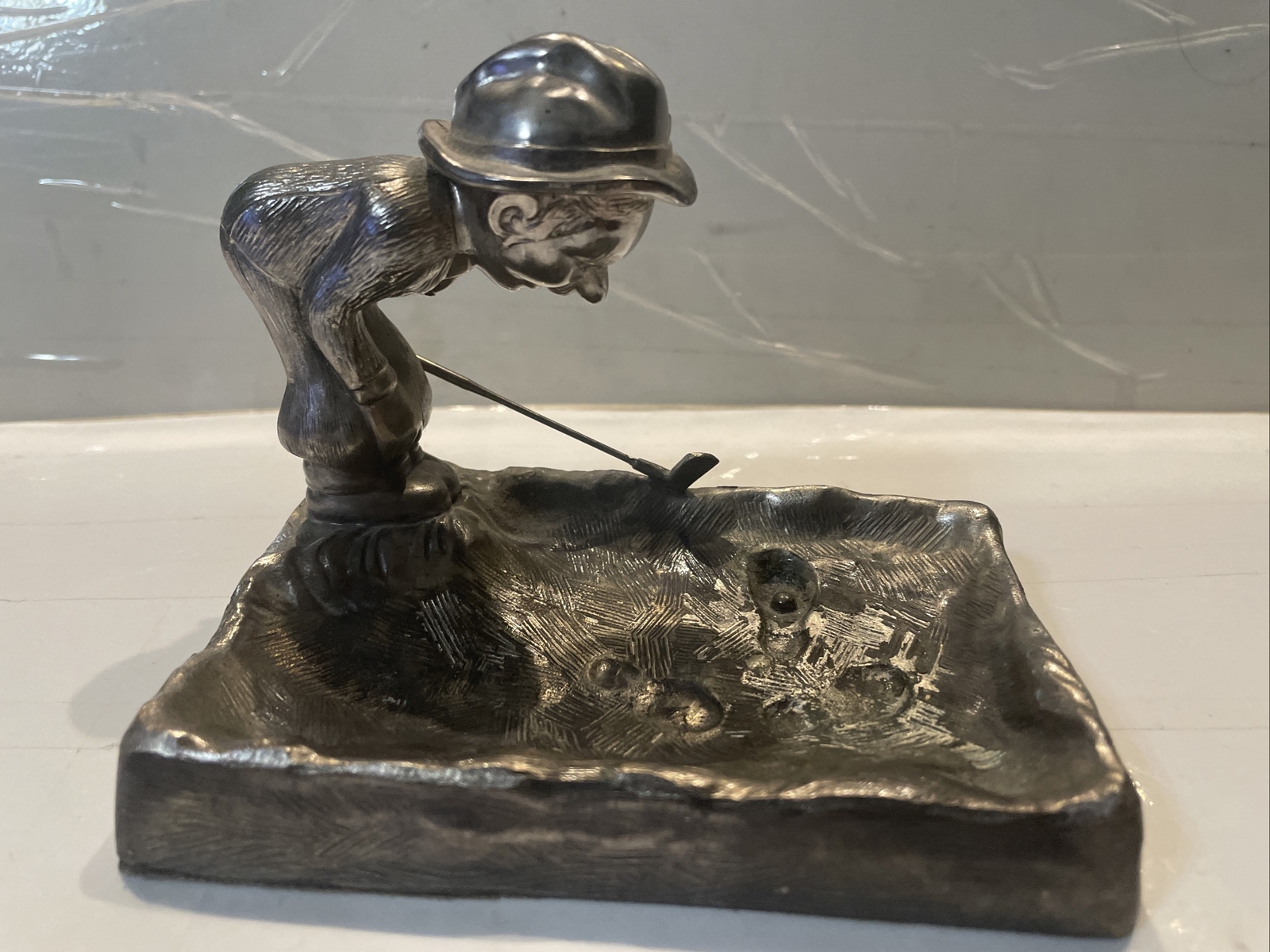 Vintage Pewter Golfer in Bunker Sand Trap Ashtray Trinket Dish ‘50s ...