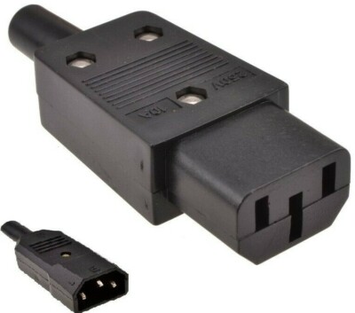 REWIREABLE IEC C13 FEMALE SOCKET, C14 MALE PLUG, 250V 10A INLINE CABLE ...