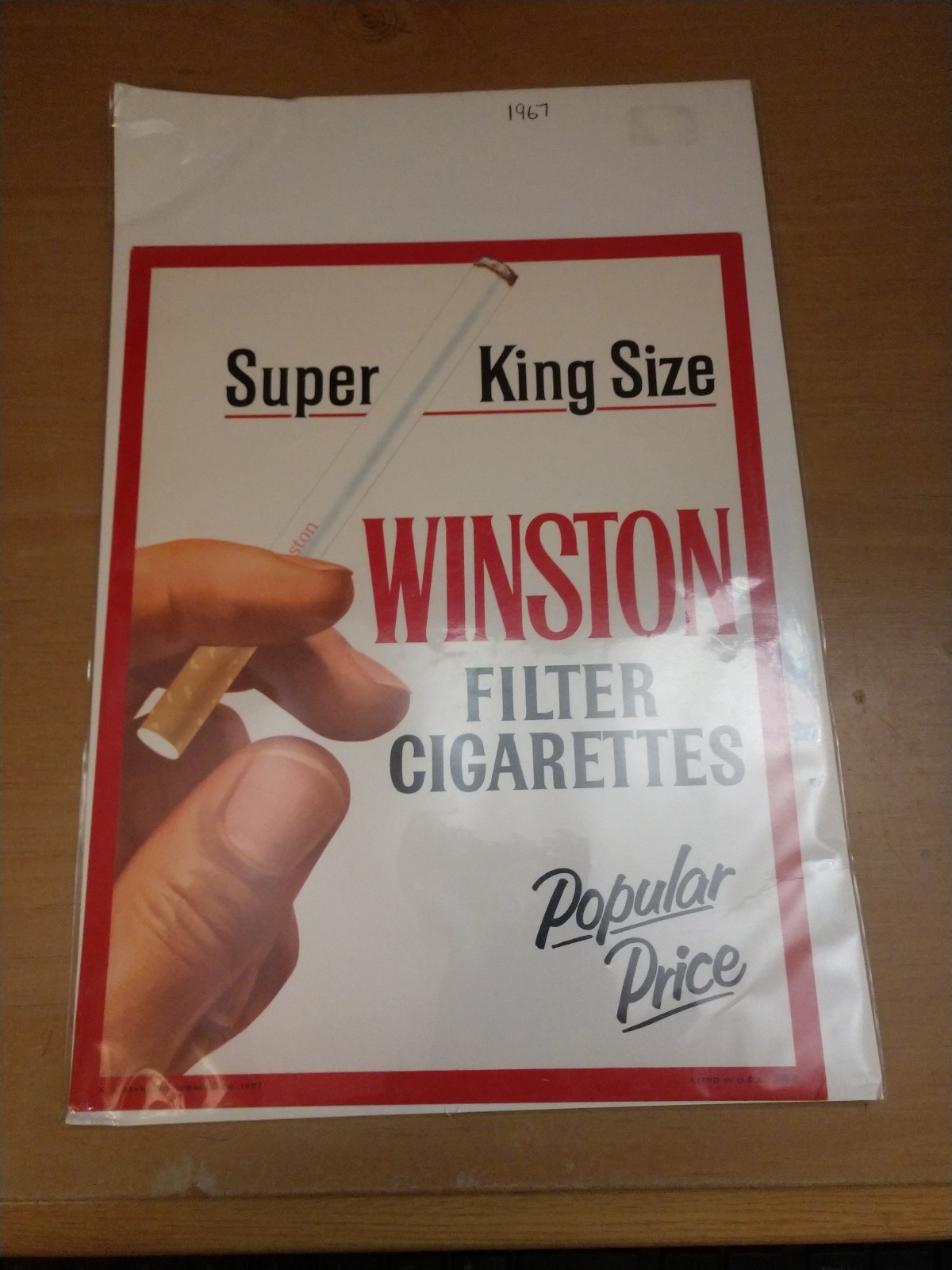 ORIGINAL 1967 WINSTON SUPER KING SIZE CIGARETTE STORE DISPLAY SIGN R.J ...