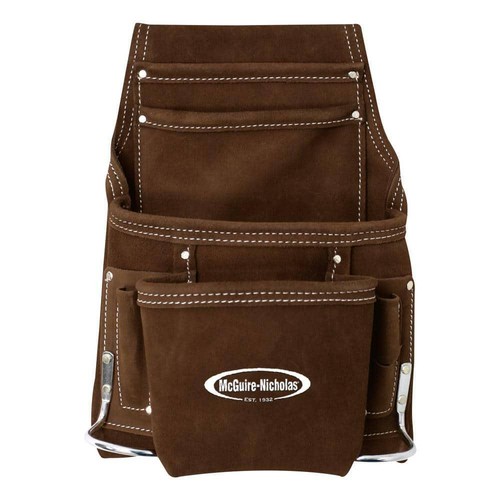 Carpenter Tool Pouch 11 in. Suede Leather 4 Tier Design Organize Tools ...
