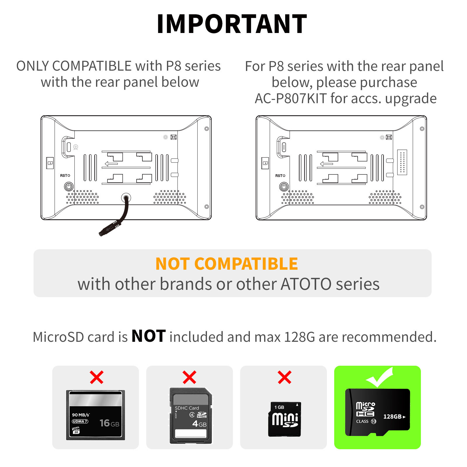 for ATOTO P8 Car Stereo HD Front Camera 150° View,Auto Record,Built in ...