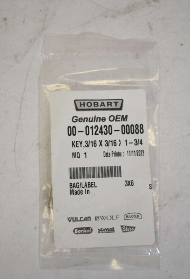 Hobart 00-012430-00088 Key 3/16 /16 -3/4" Genuine OEM Replacement for ...