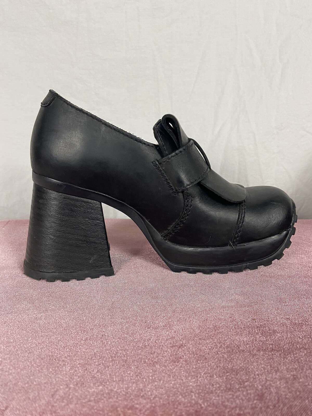 Vintage Shelly’s London Pilgrim Heels Black Size 7 Platform Chunky Goth ...