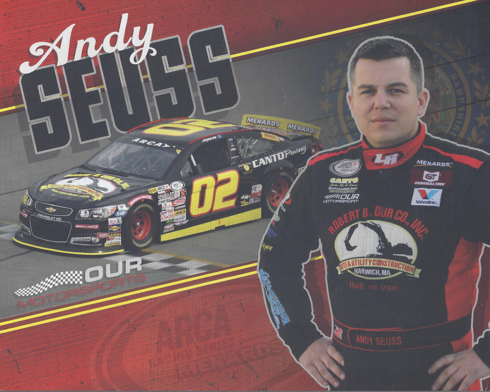 2018 ANDY SEUSS "ROBERT B. OUR CO" #02 NASCAR ARCA SERIES POSTCARD | eBay