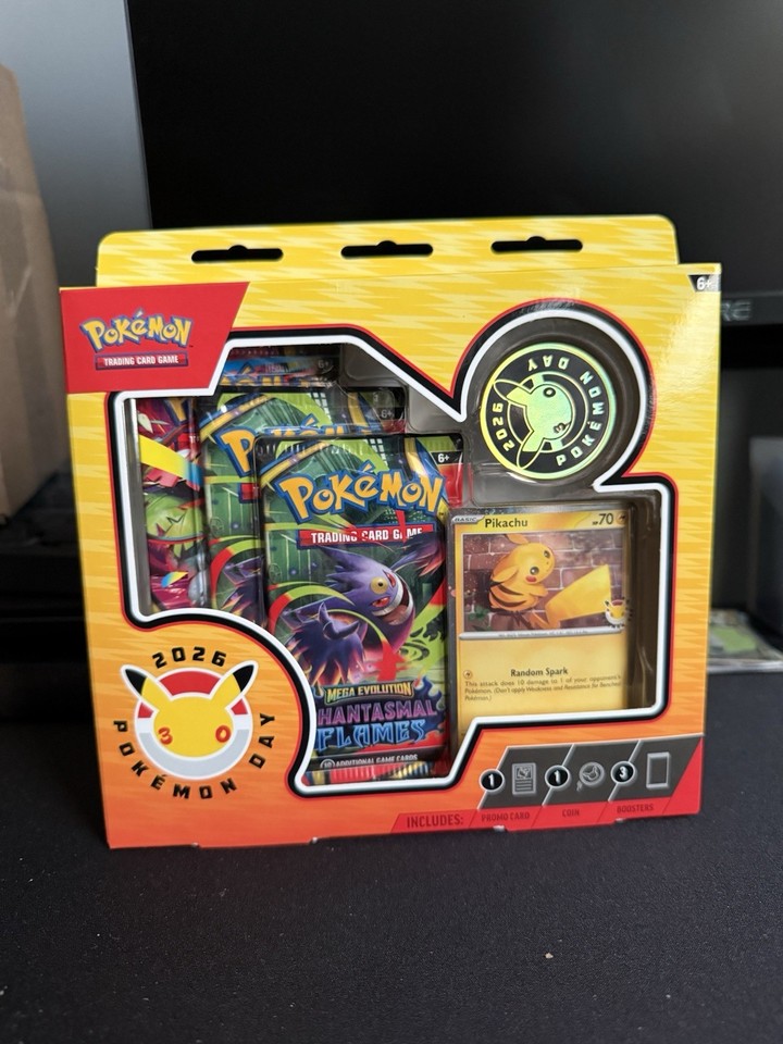 Pokémon TCG Pokémon Day 2026 Sealed Box Pikachu Promo Card Coin 3 ...