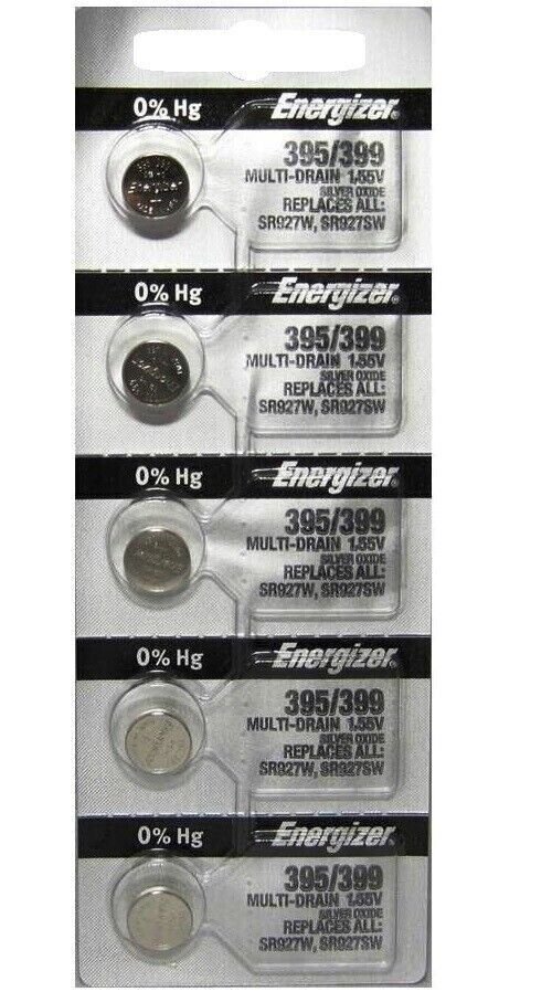 ENERGIZER 395/399 WATCH BATTERIES SR927SW (2 Piece) Sealed Authorized ...