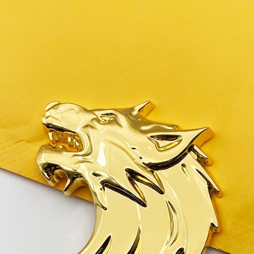 3D Metal Golden Wolf Head Car Grille Emblem Logo Sports Front Grill SUV ...