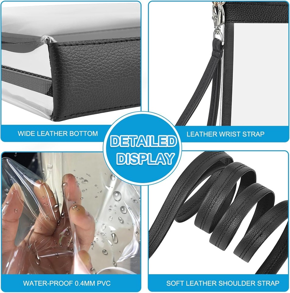 Clear PVC Tote Bag Women Large Transparent Handbag Zip Purse Stadium ...