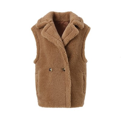 Winter Women Wool Teddy Vests Alpaca Sleeveless Waistcoat Solid Fur ...